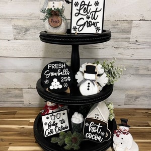 Let It Snow Mini Signs- Winter Decor- Snowman Decor- Hot Cocoa Decor ...