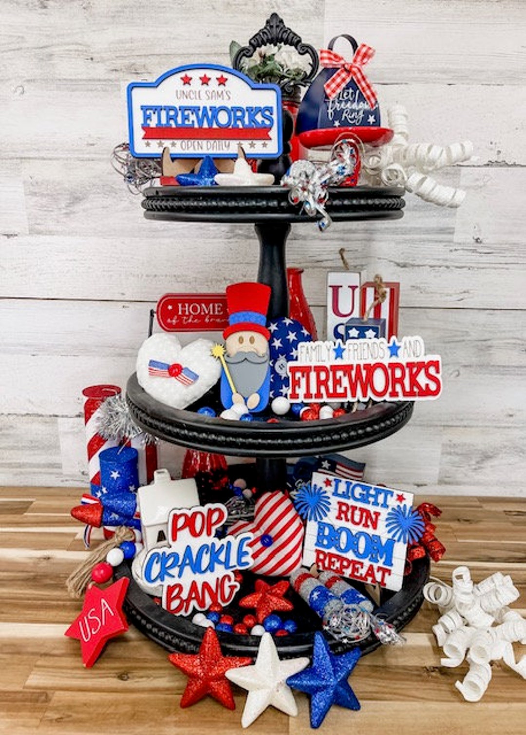 Uncle Sam Tier Tray Signs - Patriotic Decor - Fireworks Decor -july 4 ...
