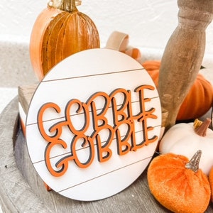 Give Thanks Tier Tray-turkey 3D Mini Round-fall Decor-gobble Gobble ...