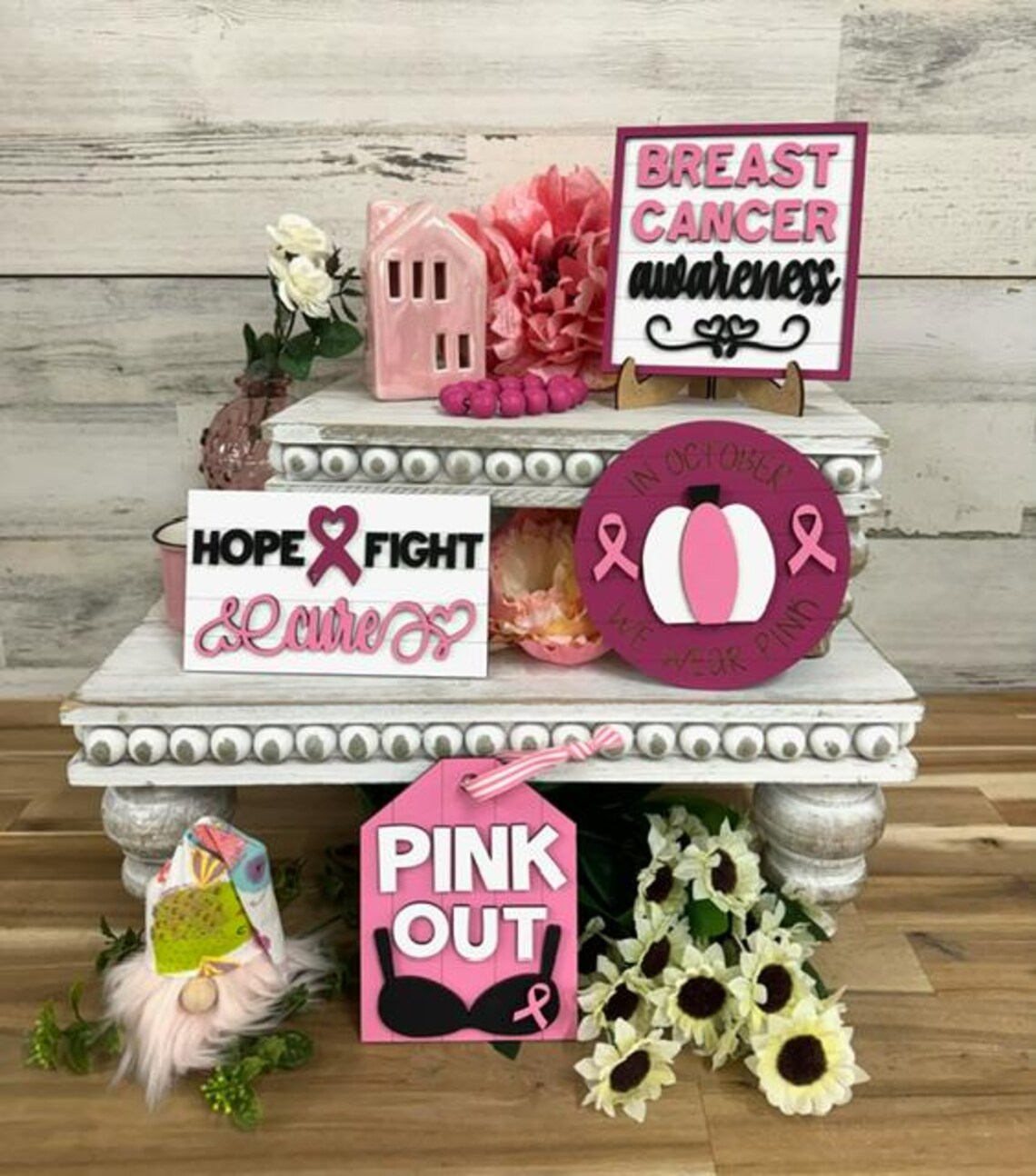 Breast Cancer Awareness Mini Signs - Pink for October - Hope Fight Cure ...