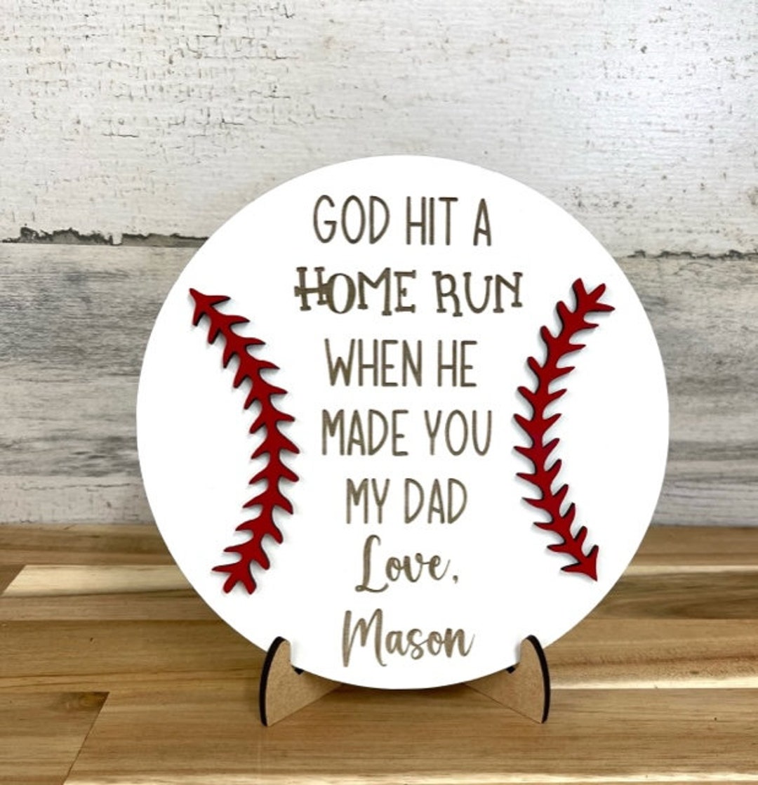 Father's Day Baseball Sign- Father's Day Softball Sign - Wooden Sign ...