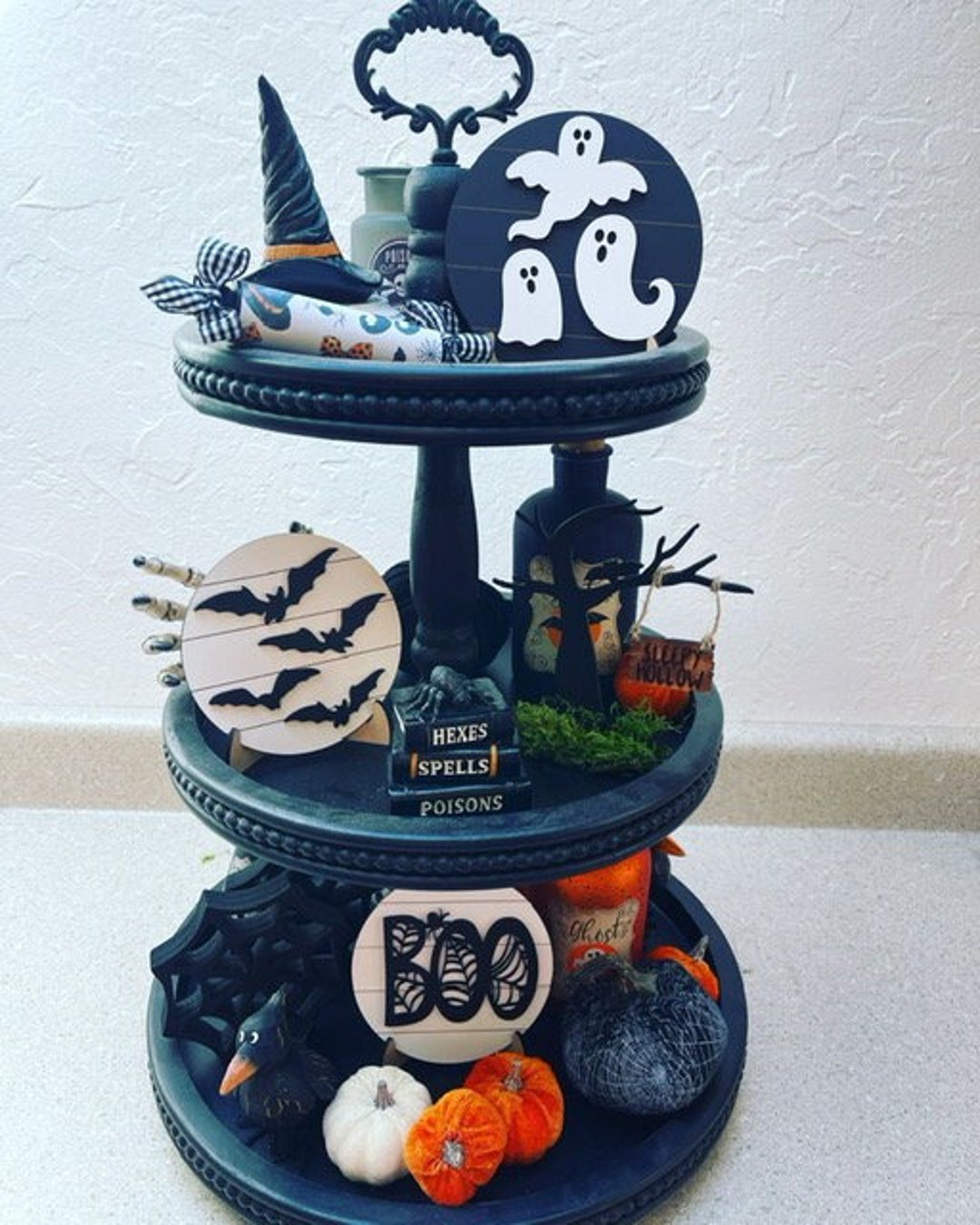 Boo Tier Tray-halloween 3d Mini Signs-tier Tray Decor-bats-ghosts-boo ...