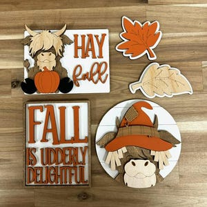 Hay Fall Highland Cow Mini Signs - Fall Decor - Highland Cow - Tier ...