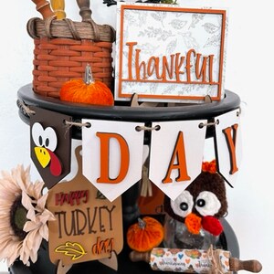 Gobble Turkey Tier Tray- Thanksgiving 3D Mini Signs- Happy Turkey Day ...