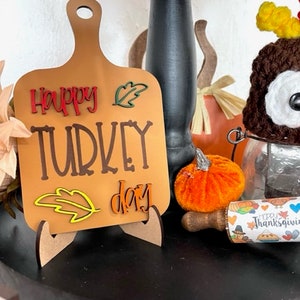 Gobble Turkey Tier Tray- Thanksgiving 3D Mini Signs- Happy Turkey Day ...