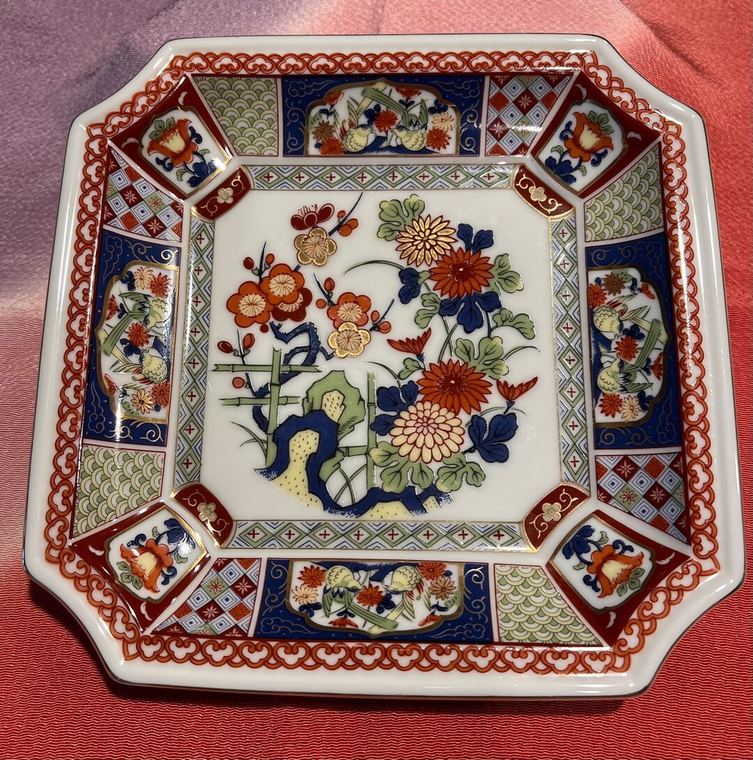 Vintage UCGC Japan Multi-color Floral 8 Inch Square Platter - Etsy