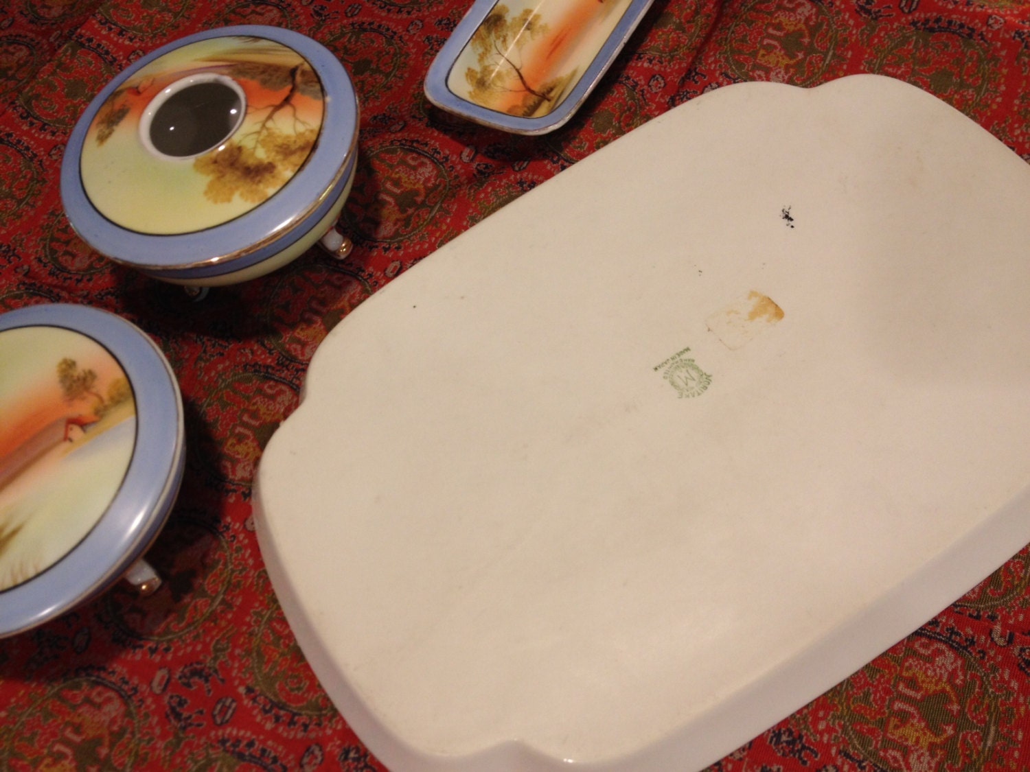 Vintage Handpainted Japanese Vanity Dresser Set - Etsy