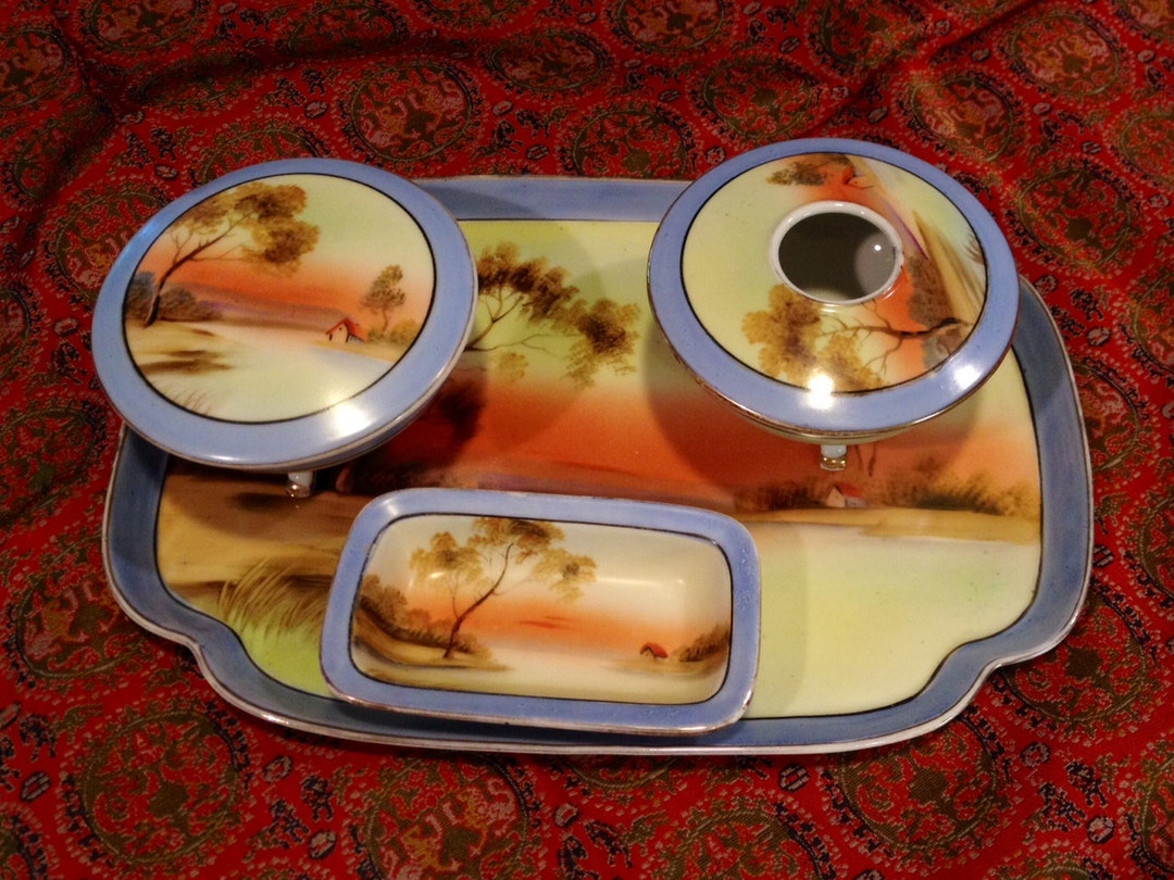Vintage Handpainted Japanese Vanity Dresser Set - Etsy
