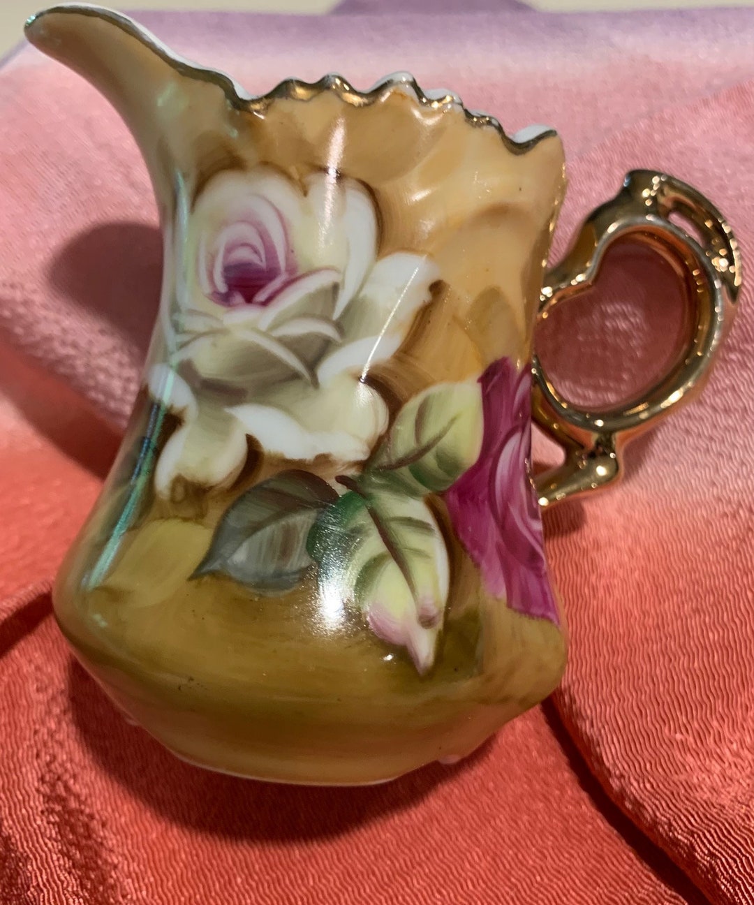 Lefton Green Heritage Creamer: Mid-century Hand-painted Roses - Etsy