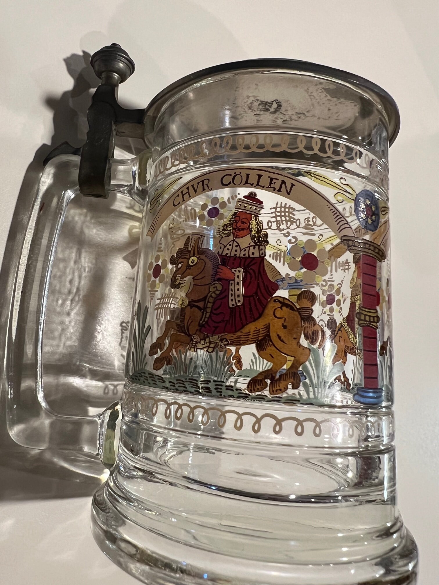 Vintage German Glass Beer Stein With Lid - Etsy