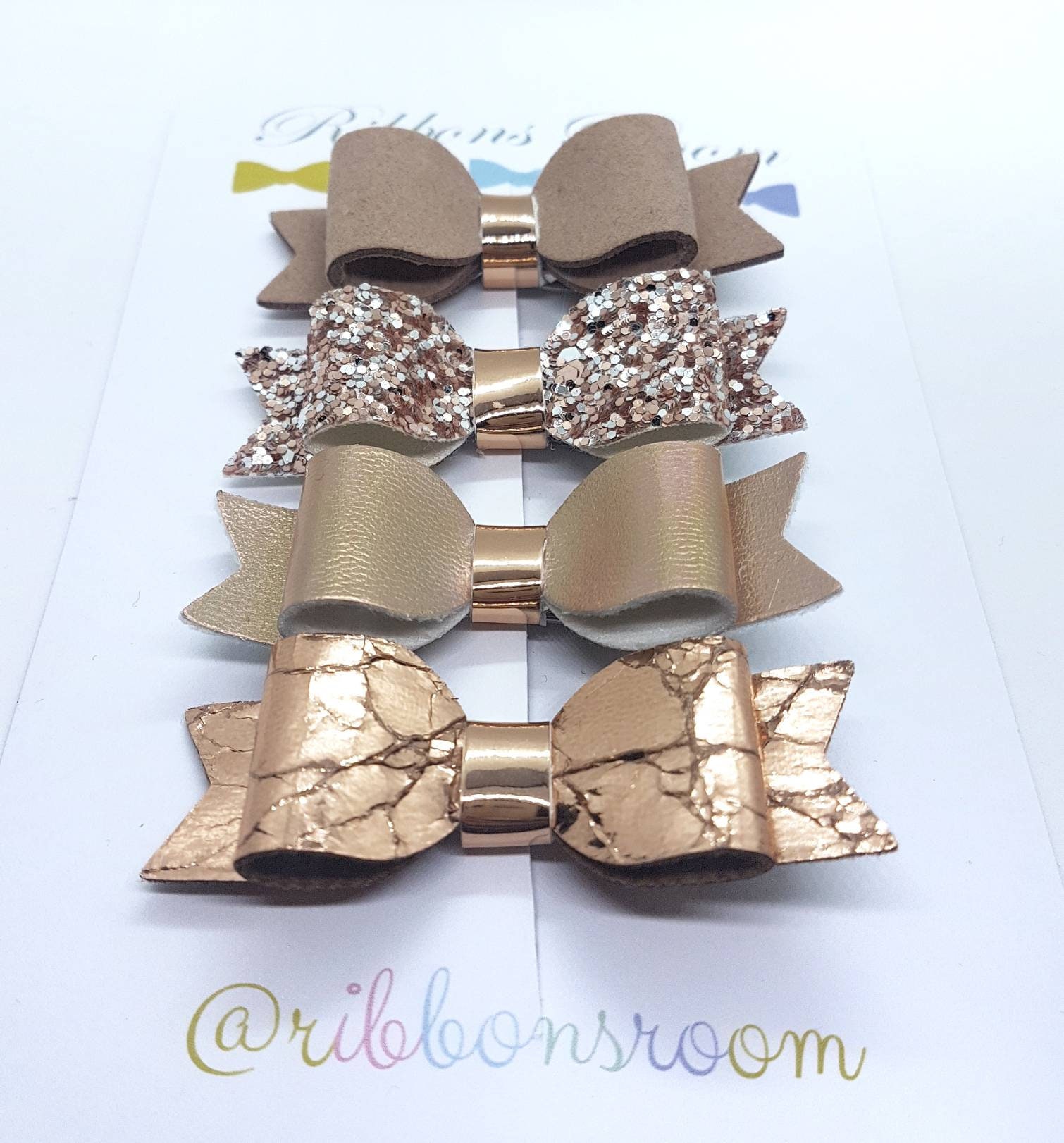 Small Rose Gold Hair Bows Small Hair Clips Hair Bows Little | Etsy UK