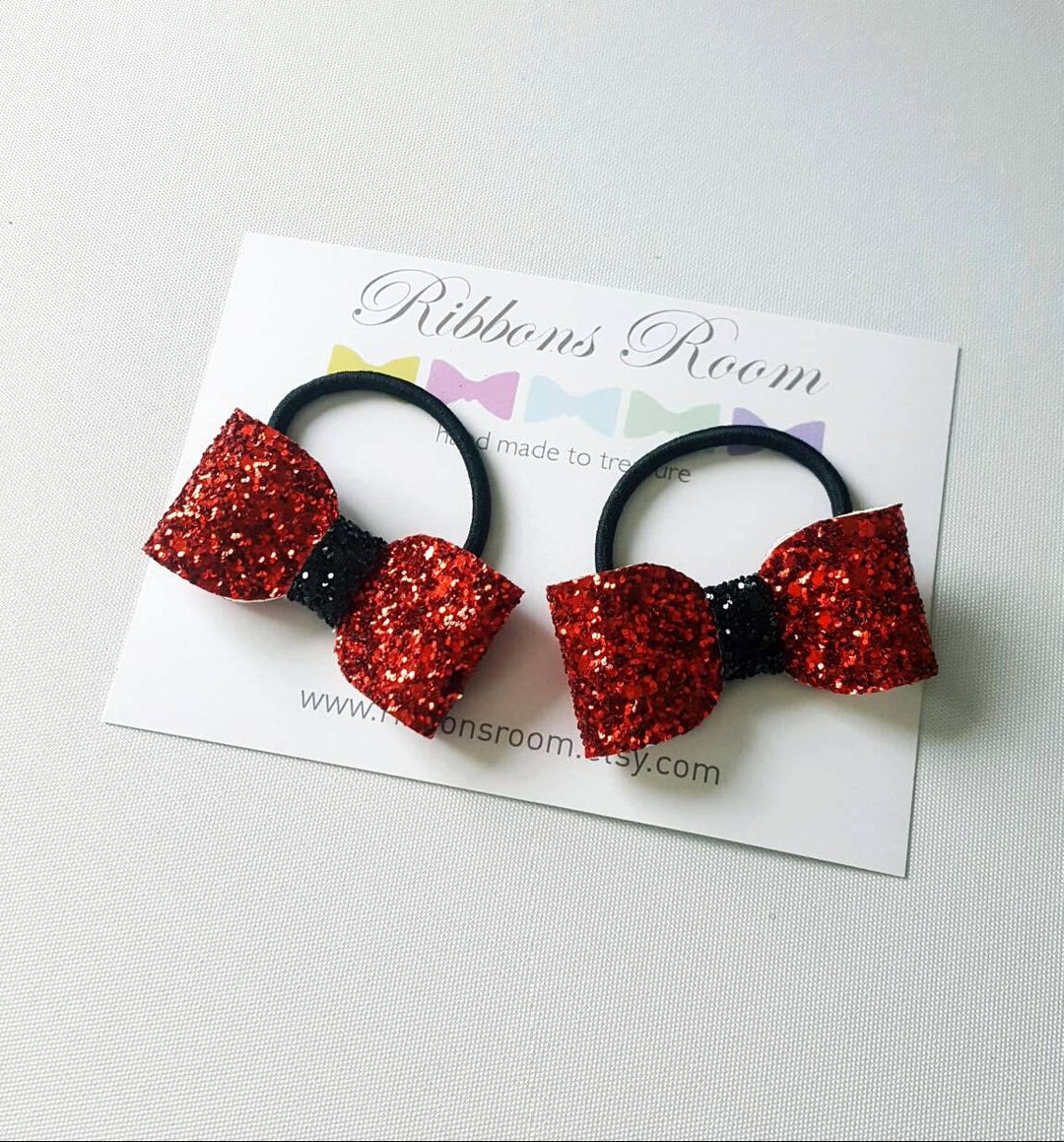 Red Glitter Hair Bow Bobbles: Girls' Hair Accessories - Etsy UK