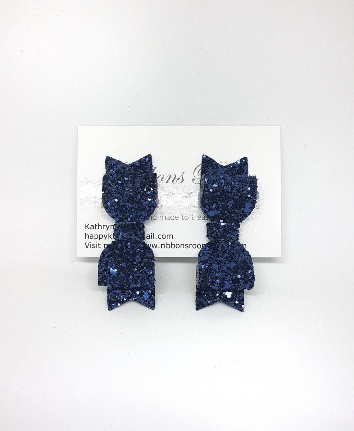 Navy glitter Hair bows navy Hair Clips blue hair clips Baby | Etsy