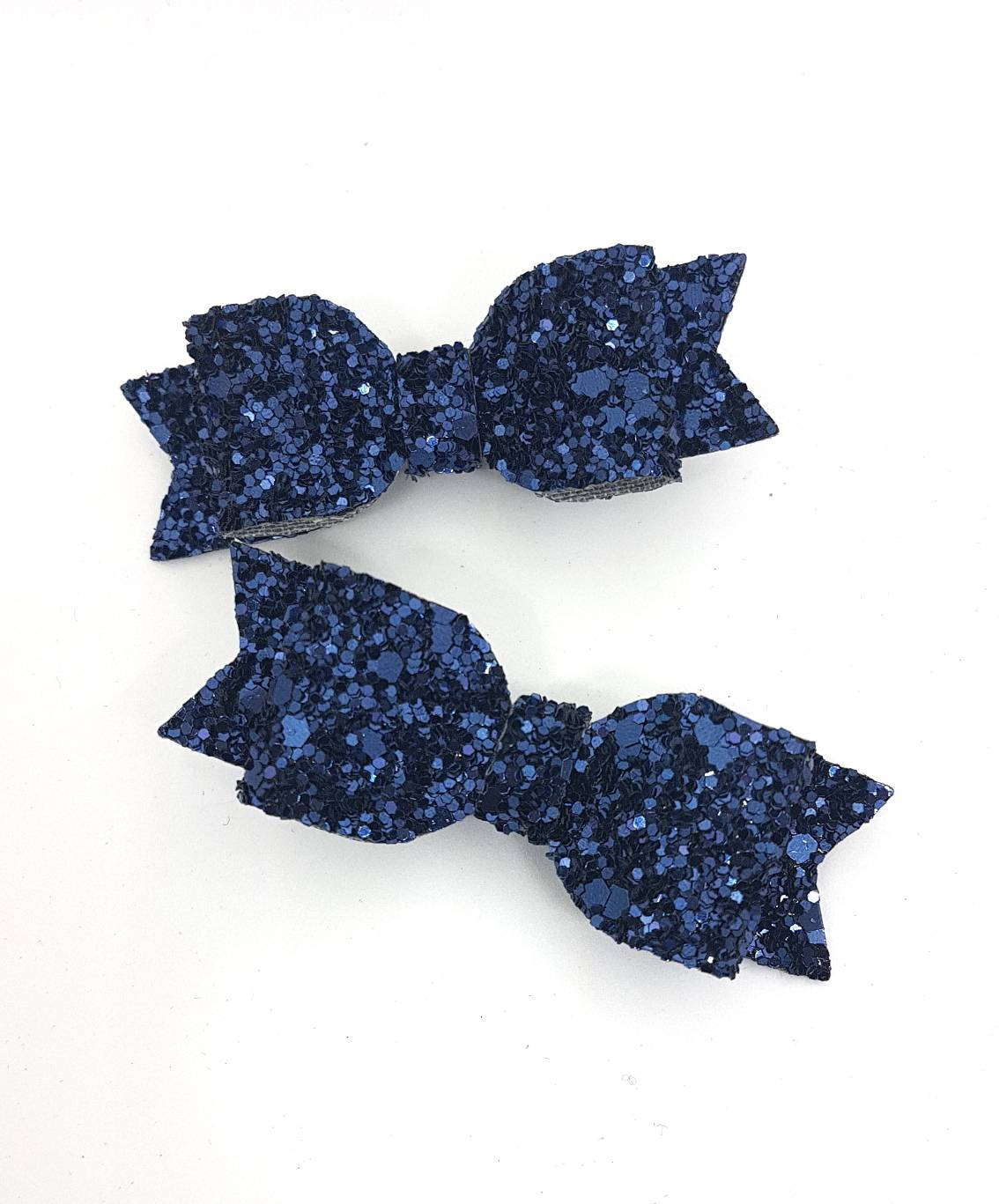 Navy glitter Hair bows navy Hair Clips blue hair clips Baby | Etsy