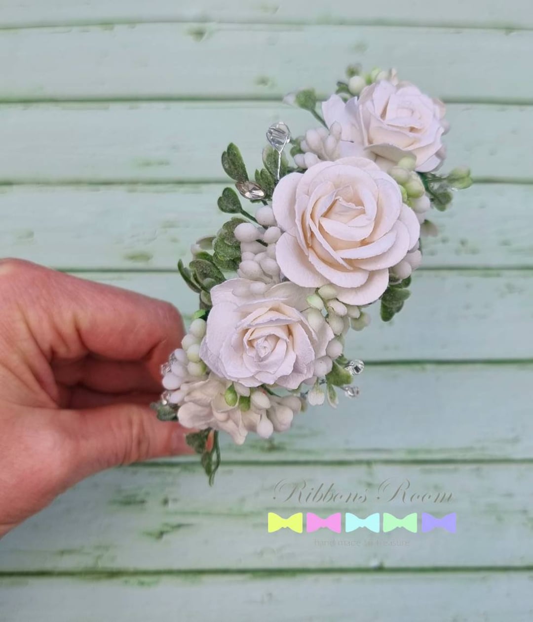 White Alice Band, Flower Headband, Wedding Flower Crown, Flower Girl ...