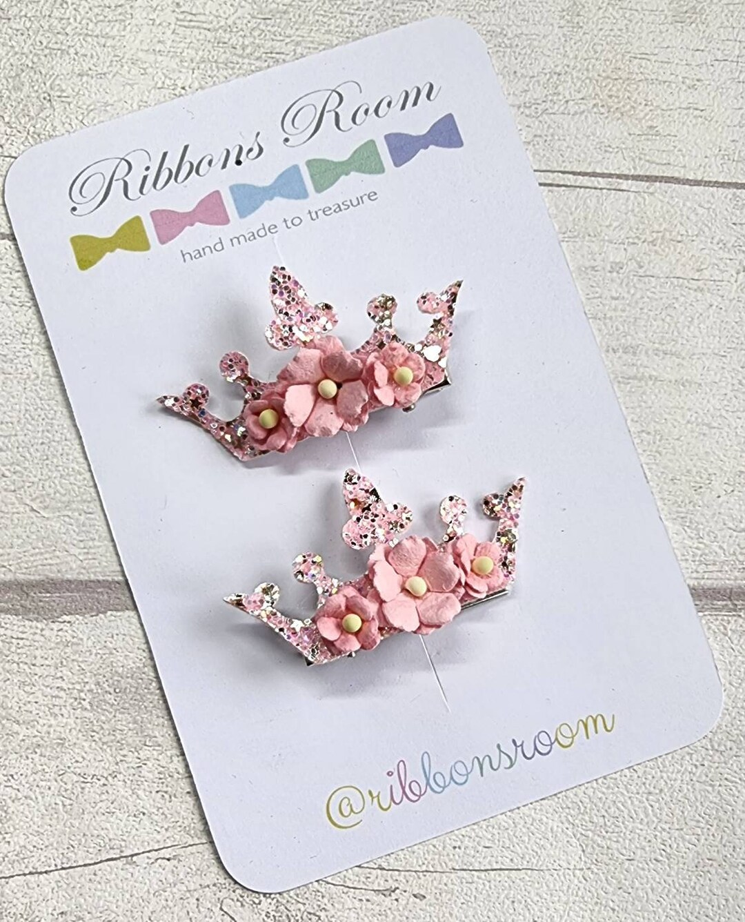 Pink Princess Pig Tail Hair Clips, Pink Hair Bows, Baby Hair Clips ...