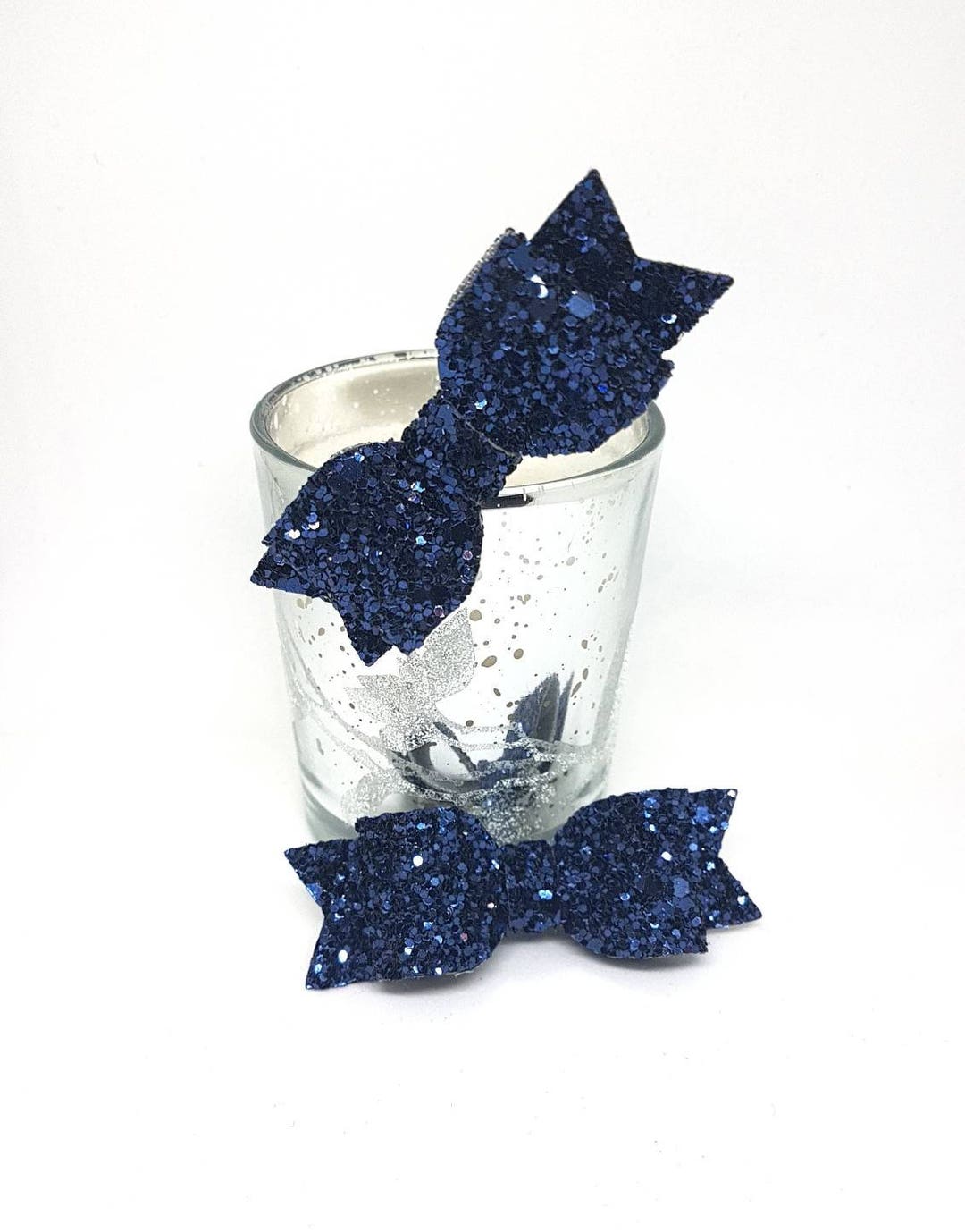 Navy Glitter Hair Bows, Navy Hair Clips, Blue Hair Clips, Baby Girl ...