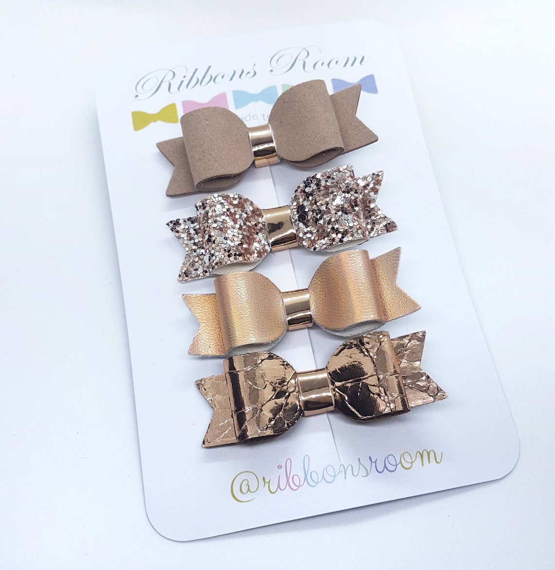 Small Rose Gold Hair Bows Small Hair Clips Hair Bows Little | Etsy UK