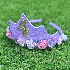 Birthday Tiara and Badge, Purple Princess Tiara, Purple Birthday Badge ...