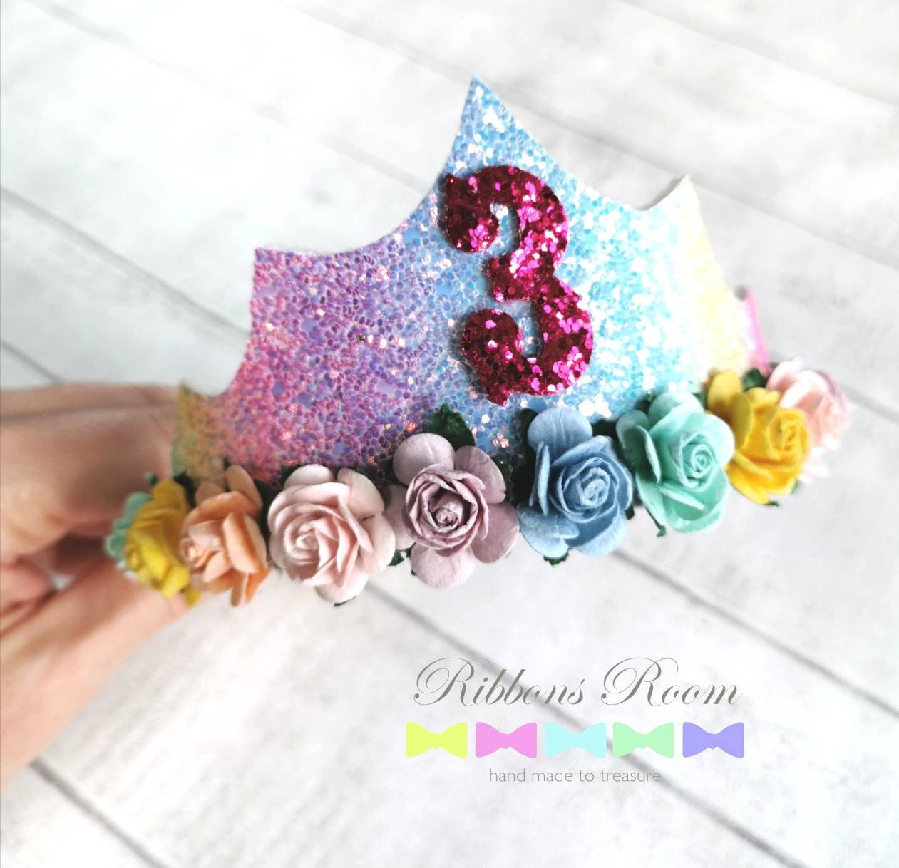 Birthday tiara rainbow Princess tiara rainbow birthday | Etsy