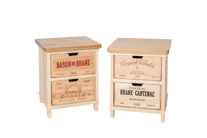 2 Bedside Tables With Authentic Wine Boxes - Etsy
