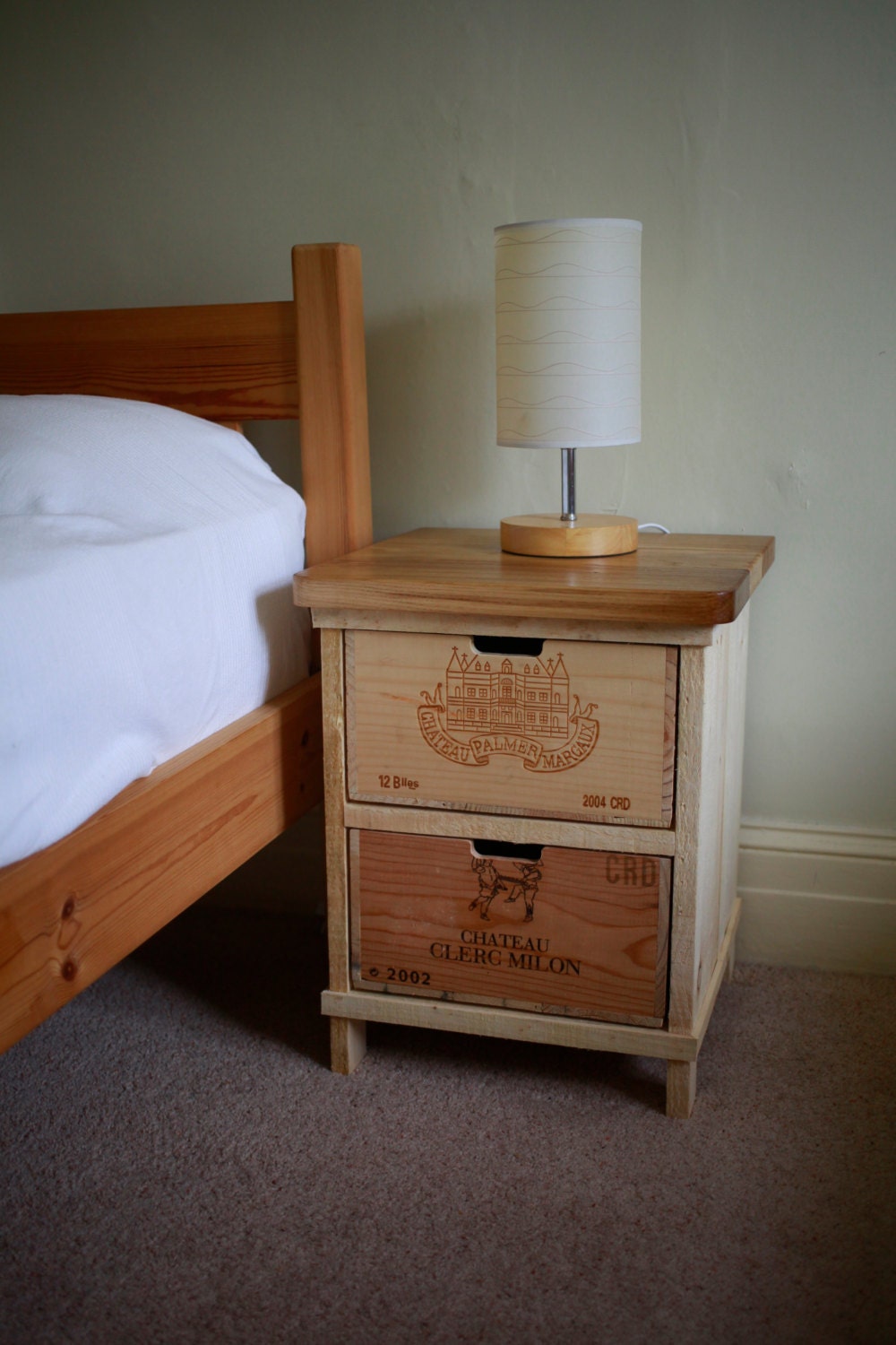 Rustic Wine Box Bedside Table Handmade - Etsy