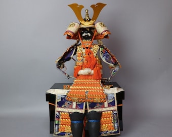 Display Miniature Samurai Armor With Original Trunk, Japanese Antique ...