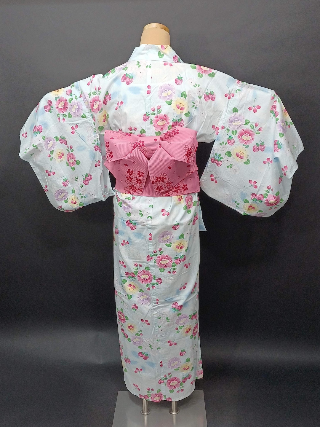 Used Easy Dressing Set Flower Yukata Kimono Obi Ribbon Japanese Vintage ...