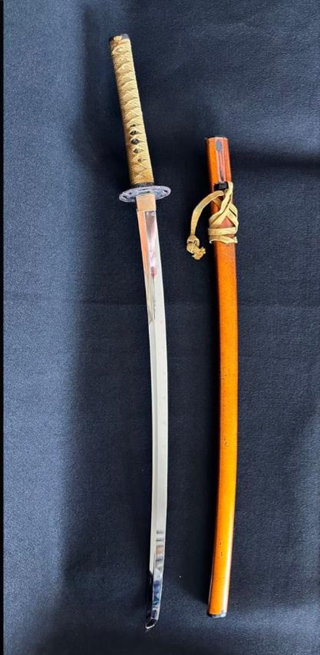 Used Japanese Samurai Katana Replica Long Sword Uchigatana Gold Orange ...