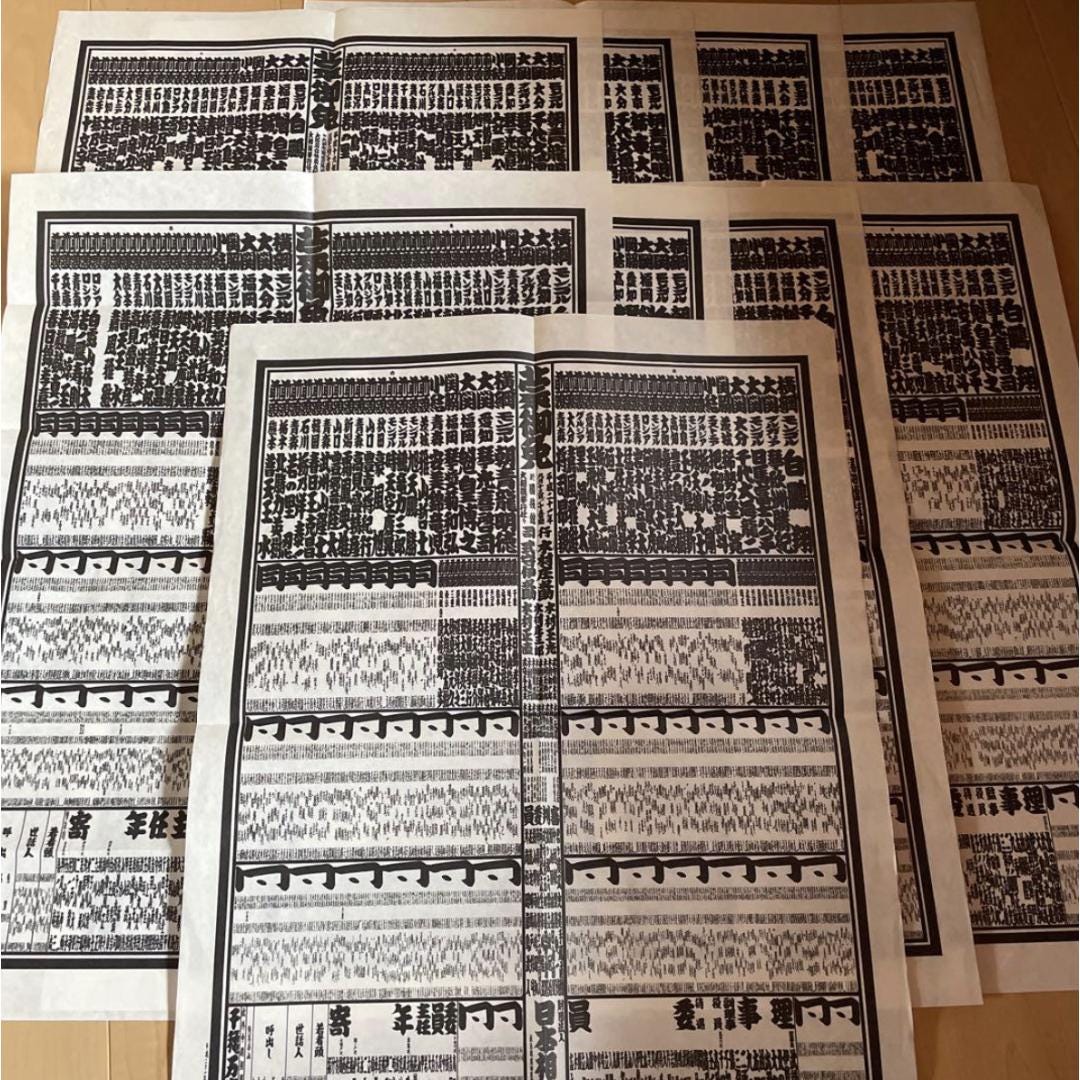 Vintage Used Japanese Sumo Banzuke Hyō Posters – Traditional Sumo Art ...
