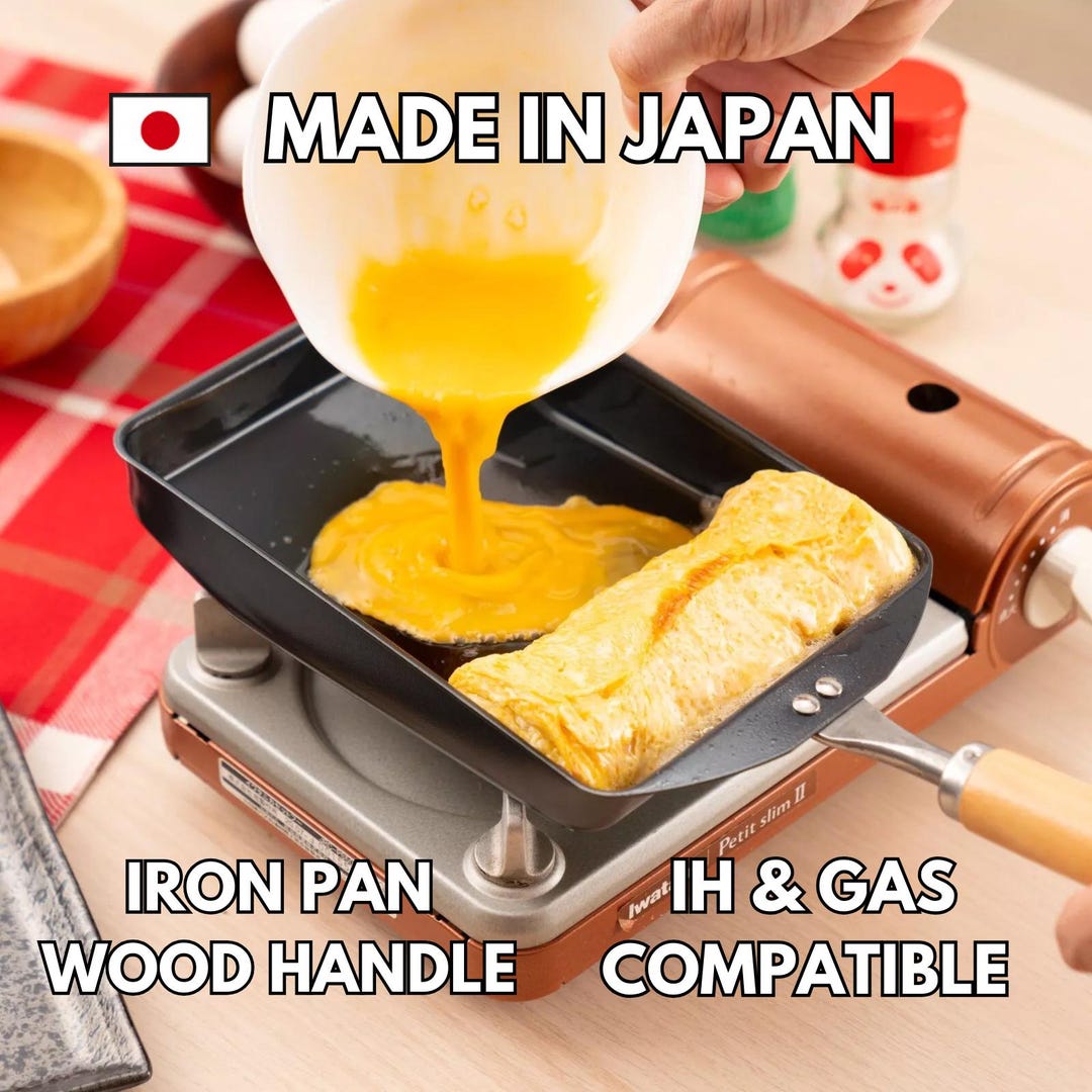Japanese Tamagoyaki Pan – Rectangular Iron Omelette Pan With Wooden ...