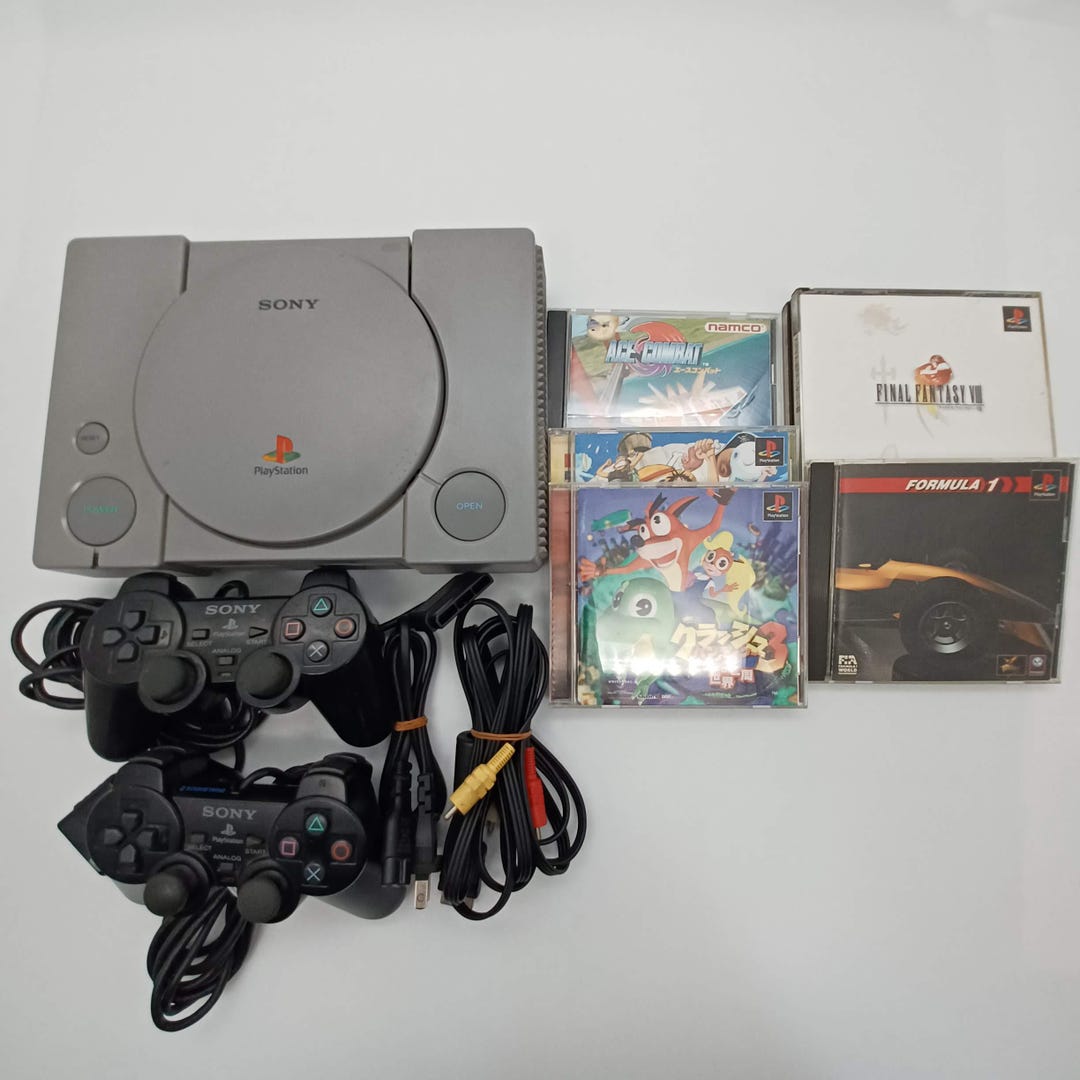 Used SONY Playstation PS1 Console Bundle 5 Softwares Crash Bandicoot 3 ...