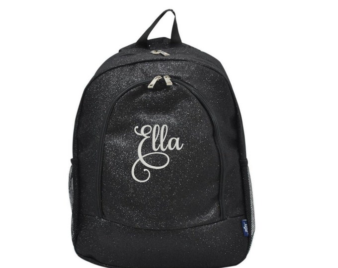 Personalized Embroidered GLITTER Backpack / Monogrammed Girl's Backpack ...
