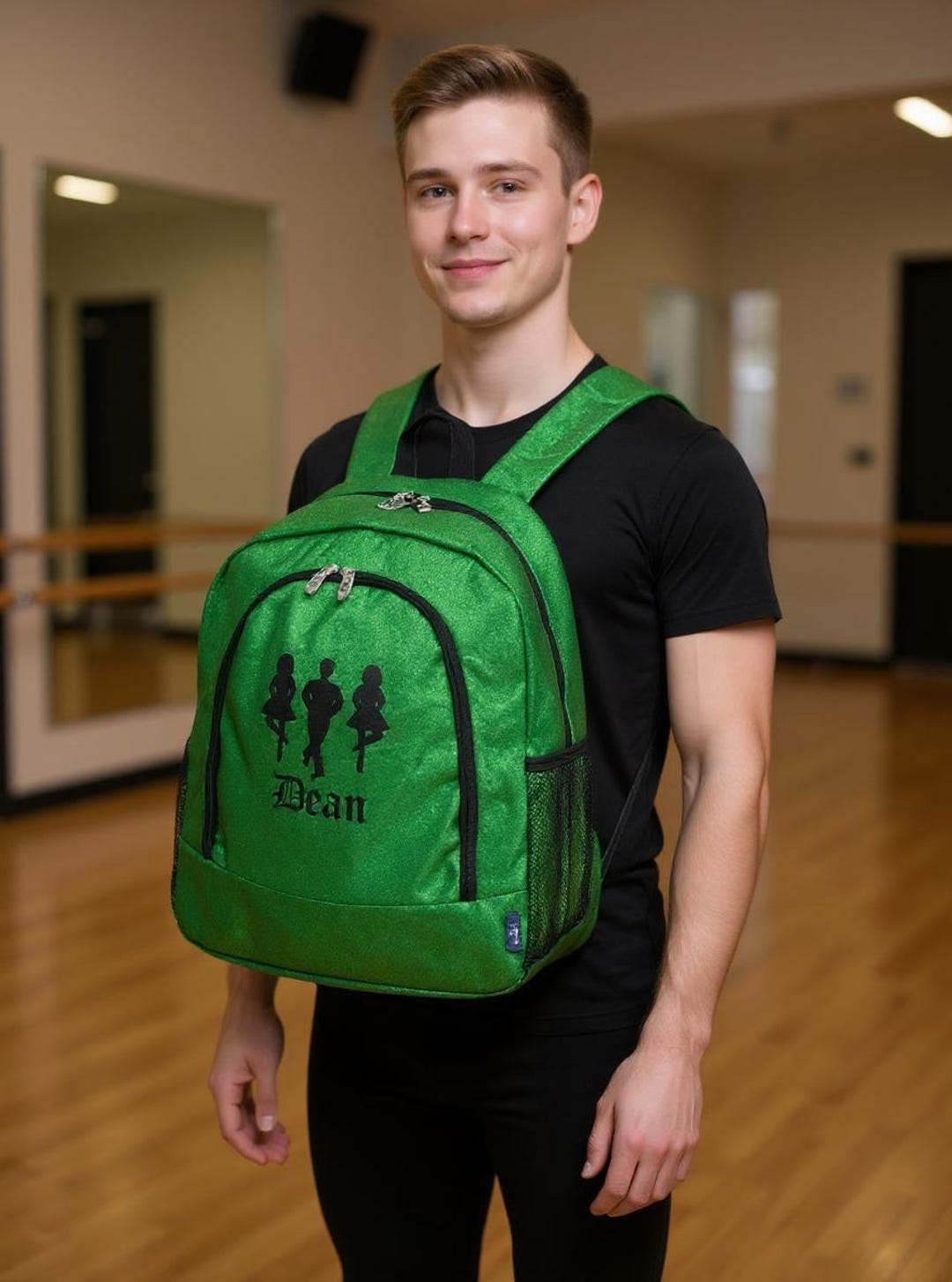 Personalized Irish Dance Backpack Custom Name Green Sparkle Bag Boys ...