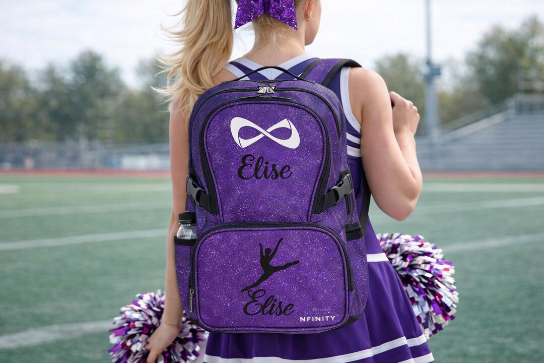 Custom Cheer Backpack With Name, Purple Glitter Cheer Bag, Personalized ...