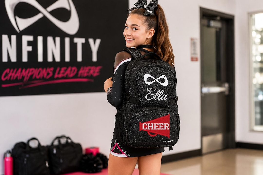 Personalized Nfinity Black Sparkle Backpack, Custom Cheer Backpack ...