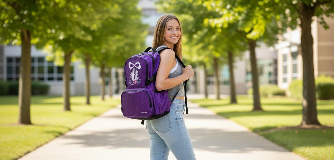 Personalized Nfinity Sparkle Backpack – Purple Glitter Monogrammed ...