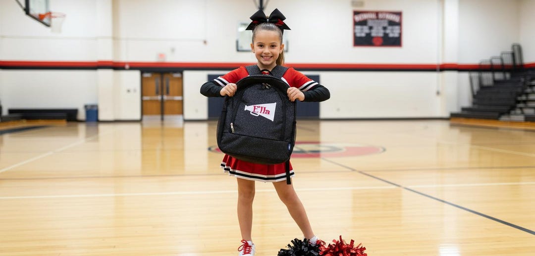 Personalized Cheer Backpack - Black Glitter Megaphone Bag - Custom Name ...