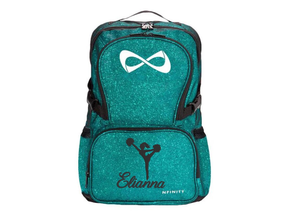 Personalized Cheer Backpack, Teal Glitter Nfinity Bag With Name - Etsy