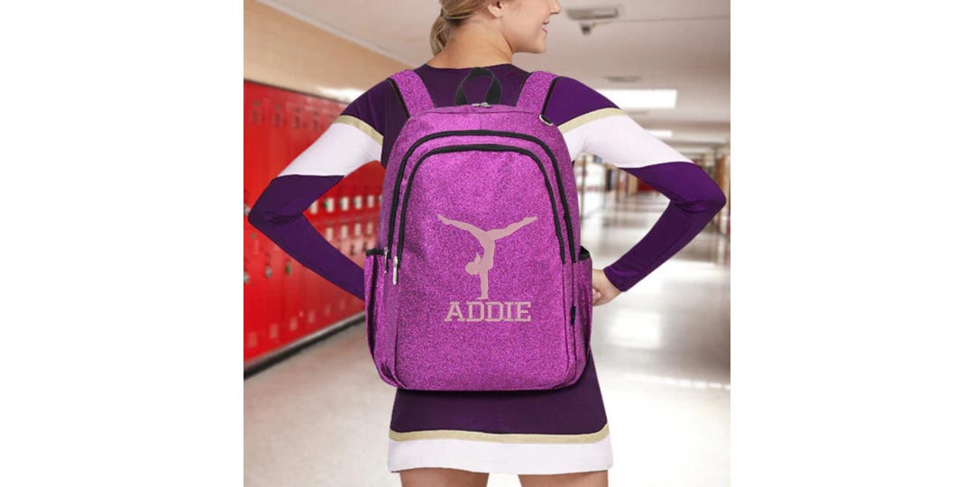Chic Large Purple Glitter Backpack for Cheerleaders and Gymnasts ...