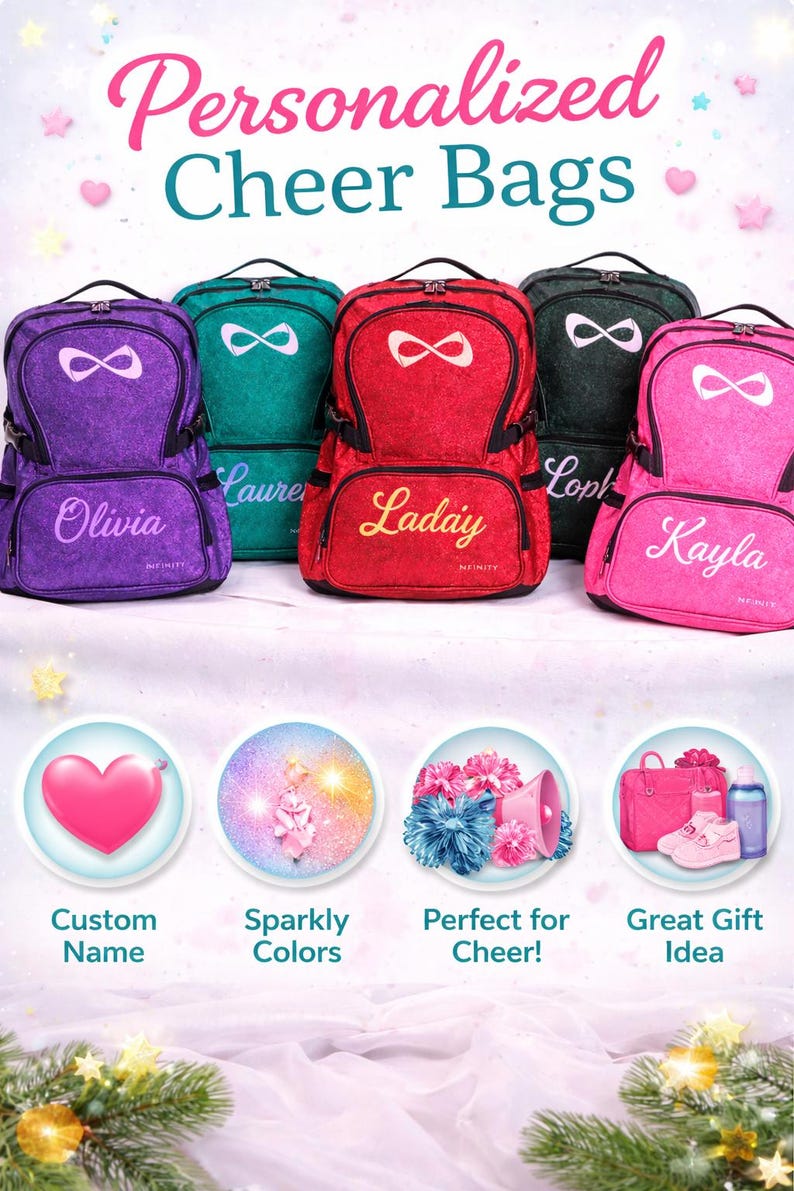 Personalized Purple Sparkle Nfinity Cheer Backpack – Custom Name Dance ...