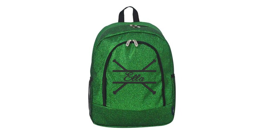 Personalized Green Glitter Backpack With Majorette Embroidery, Perfect ...