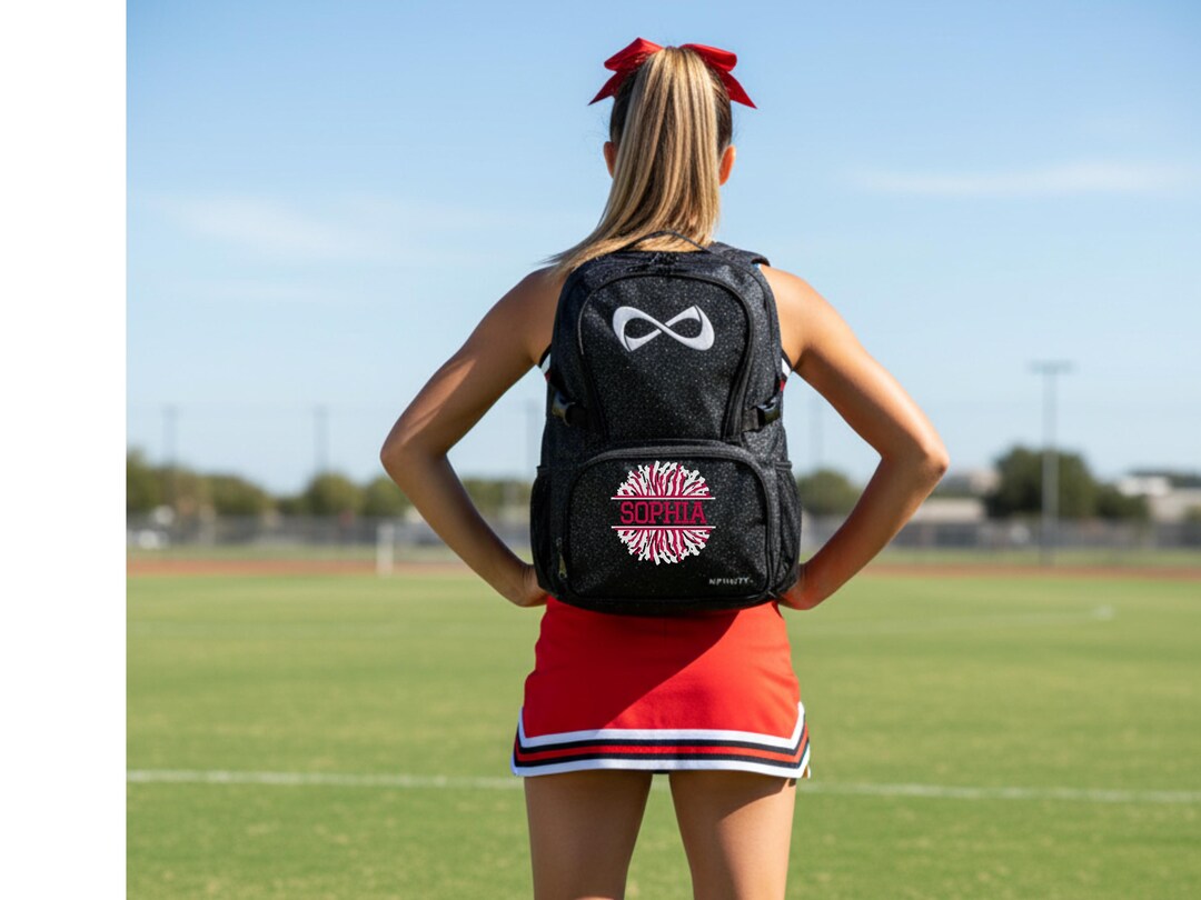 Custom Nfinity Black Sparkle Cheer Backpack | Full Size Personalized ...