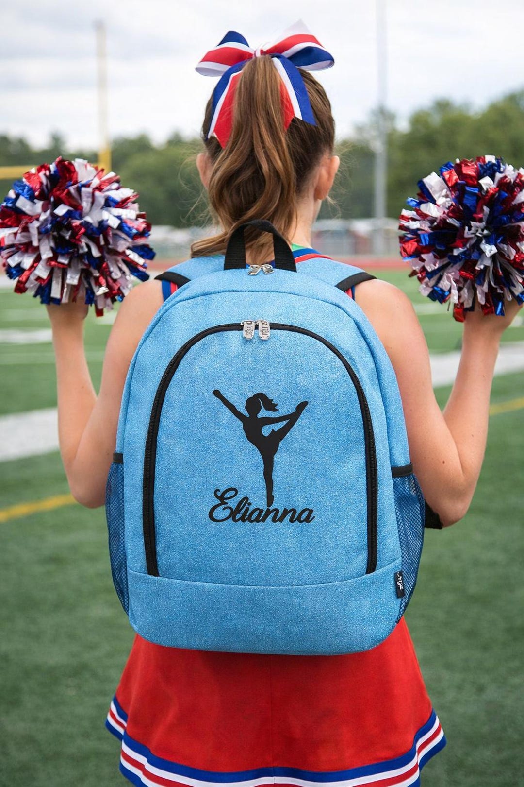 Personalized Turquoise Glitter Cheer Backpack, Custom Name Cheer Bag ...