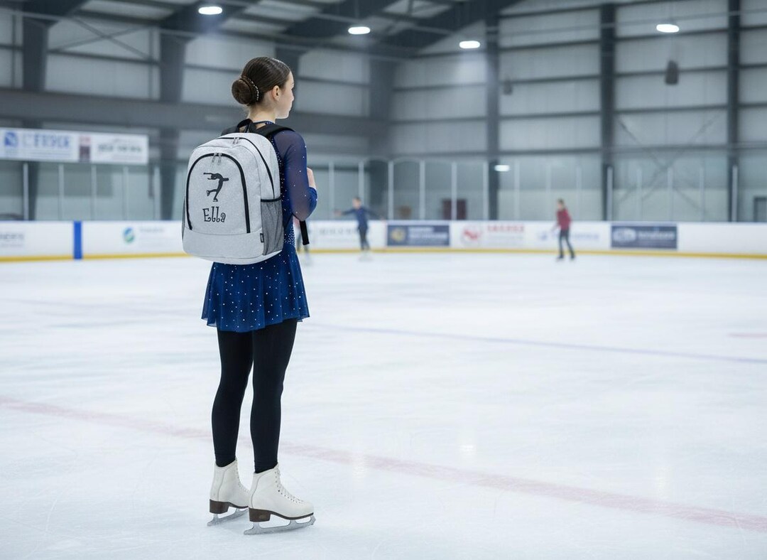 Personalized Silver Glitter Figure Skating Backpack, Embroidered Skater ...