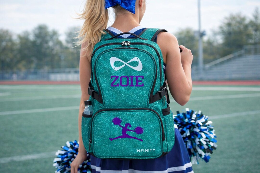 Teal Glitter Cheer Backpack With Name, Personalized Cheerleader Bag ...