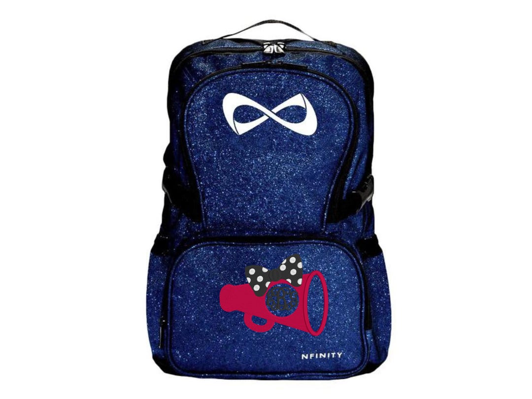 Nfinity Cheer Backpack: Royal Blue Sparkle, Personalized Megaphone Bag ...