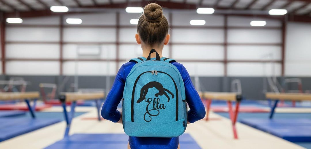 Girls Gymnastics Backpack Personalized With Name - Turquoise Blue Kids ...