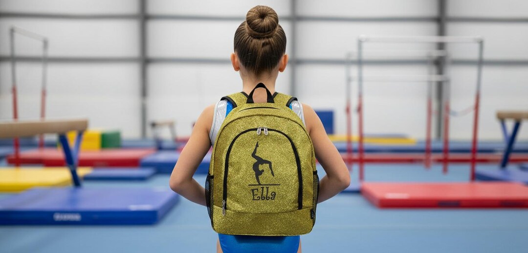 PERSONALIZED Gold Glitter Gymnastics Backpack - Little Champion, Golden ...