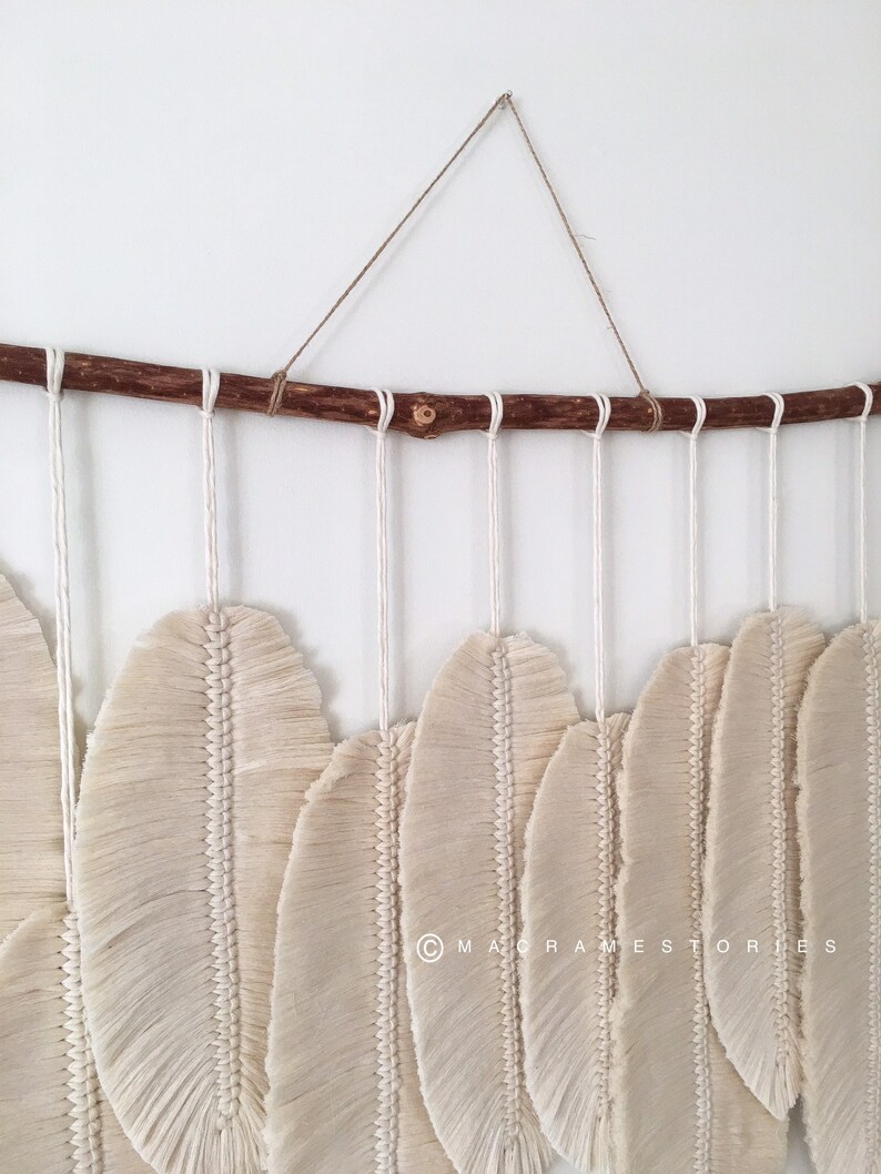 LARGE MACRAME FEATHERS Macrame Leaves Boho Macrame Wall - Etsy